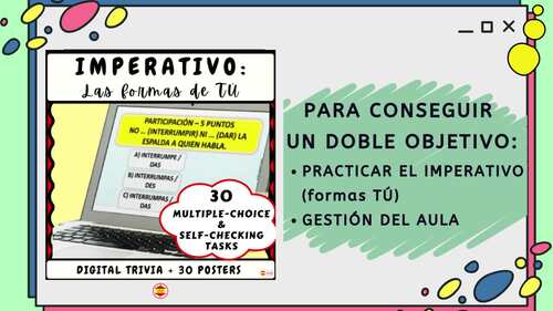 Spanish TÚ Commands Trivia & Classroom Posters | No Prep Imperative ...