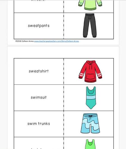EL/ESL Newcomer Unit: Clothing by Colleen Annes | TPT