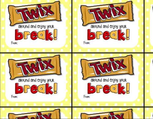 Twix Chocolate Christmas (Winter) Holiday Gift Tag- Twix around and ...