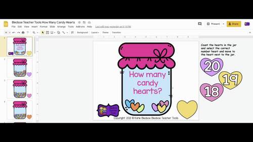How Many? - Valentine Counting Set 0-20 GOOGLE SLIDE ACTIVITY | TPT