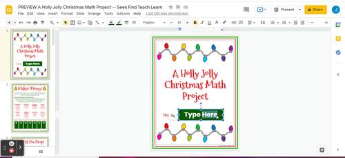 A Holly Jolly Christmas Math Project -- GOOGLE COMPATIBLE | TPT