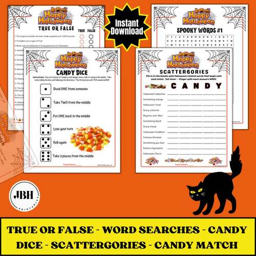 Spooky Halloween Game Bundle, 10 Fun Activities, Kid-Friendly Halloween ...