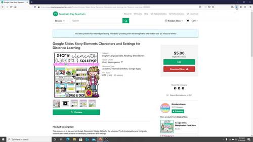 Story Element Character and Setting for Google Slides Distance Learning