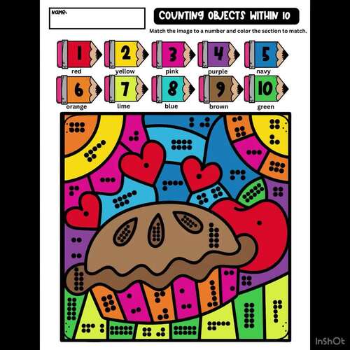 Thanksgiving Subitizing Color-by-Number Worksheets (Numbers to 10)