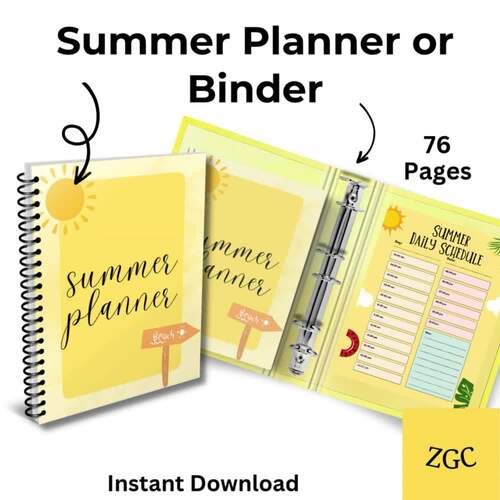 Editable Kids Summer Planner Printable | Yellow Summer Bucket List ...