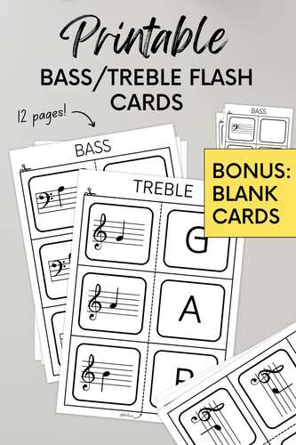 Music Note Flash Card Bundle: Treble and Bass! Classroom-Ready! | TPT