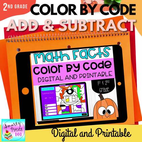 Color By Code Addition Subtraction Printable & Digital Halloween