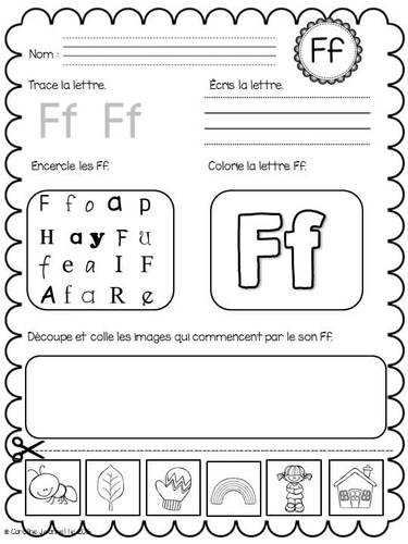 French Alphabet Letter F | Alphabet Lettre F by Caroline Joannette