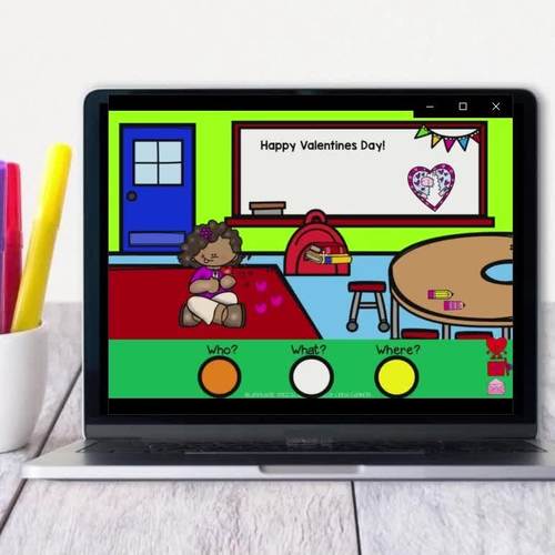 Valentine's Day Boom Cards Speech Therapy WH Questions | Animated Verbs ...