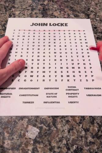 John Locke Biography Word Search Puzzle Worksheet Activity by ...