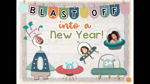 New Year Outer Space Bulletin Board & Classroom Door Decor & Activities