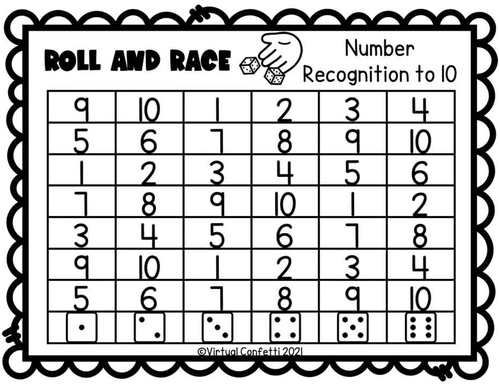 Printable Math Worksheets for Kindergarten Math Activities Dice Math Games