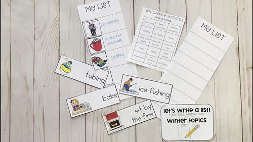 Let's Write a List: Winter Topics Winter Activities Special Education