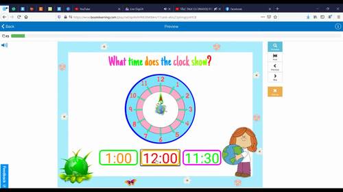 Earth Day Math Telling Time to the Hour and Half-Hour Boom Cards