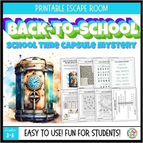 Back to School Printable Escape, Upper Elementary Game- Activities, Puzzles