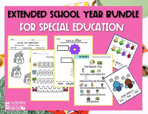Extended School Year special education summer packet ESY summer lesson ...