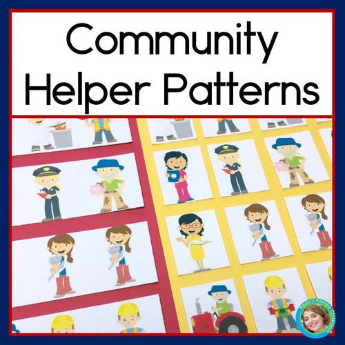 Community Helpers Patterns Math Center with AB, ABC, AAB & ABB Patterns