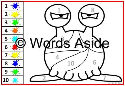 Color MONSTERS by Number Code by Words Aside | TPT