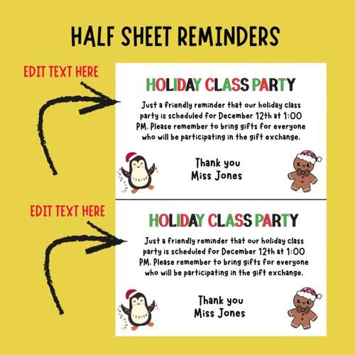 Holiday Classroom Party Sign Up Letter To Parents- Editable Template ...