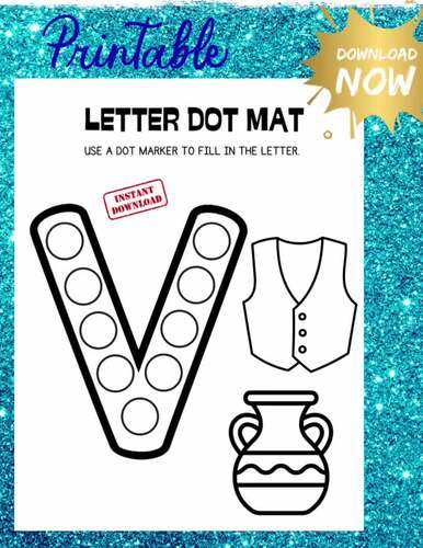 Letter V Dot Marker Page Learn the Letter V Activity Preschool Alphabet ...