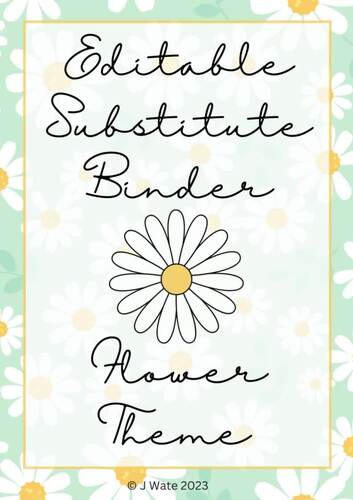 Substitute Binder Template Pack - Flower Theme Printables | TPT