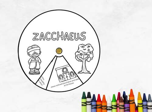 Zacchaeus, Bible Spinning Wheel, Sunday School Coloring Craft | TPT