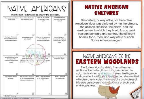 Native American Tribes Task Cards Activities by White's Workshop