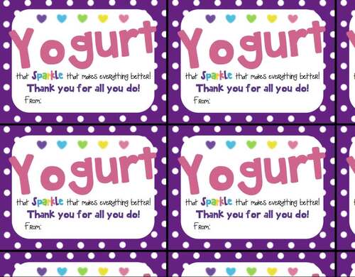 Yogurt Snack Teacher (Staff) Appreciation Gift Tag-Yogurt that sparkle ...