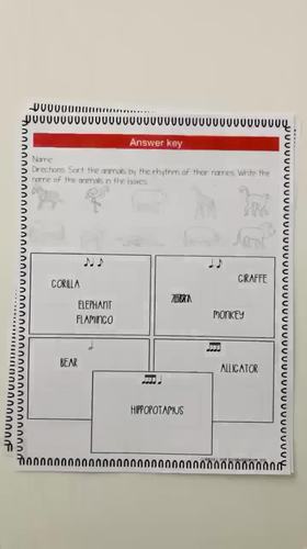 Zoo Animal Printable Rhythm Worksheets + Activities Level 3 Print + Go