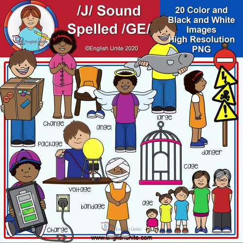 Clip Art - Soft G Bundle (J Sound Spelled Ge, Gi, Gy & Dge) | TPT