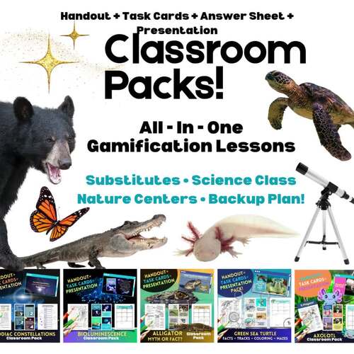 Green Sea Turtle PACK - Handout + Task Cards + Presentation by KrakenSky