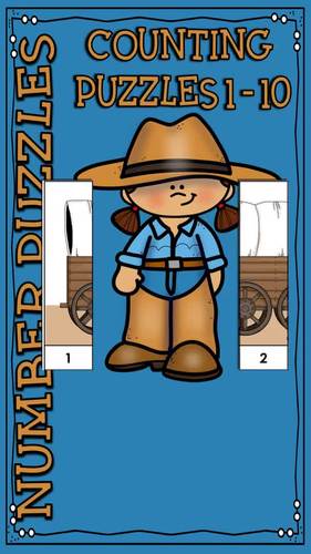 COUNTING PUZZLES Cowboy Counting Puzzles Numbers to 10 Counting Activity