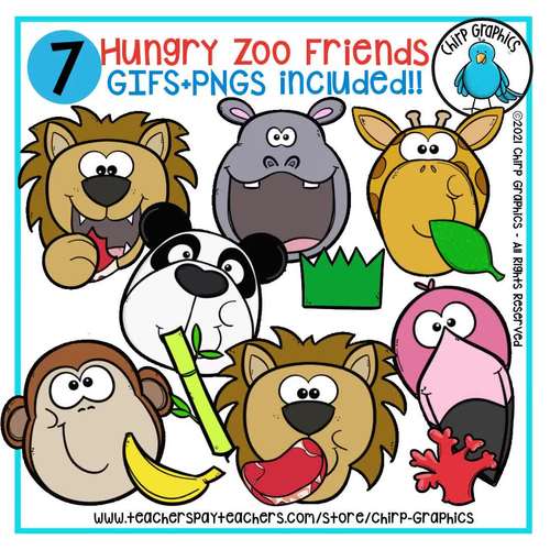 Feed the Zoo Animal Friends GIF and PNG Clip Art Set by Chirp Graphics