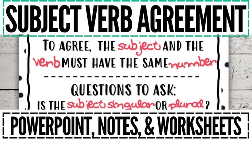 Subject Verb Agreement Worksheets Practice & Examples with Powerpoint ...