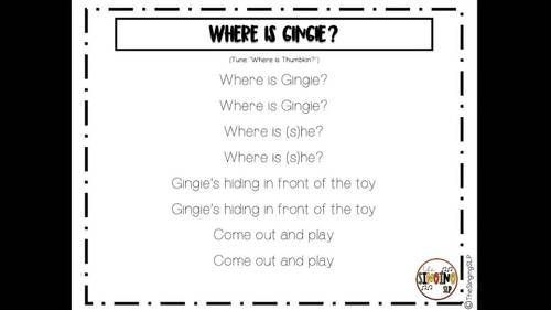 Gingerbread Song for Prepositions and Where questions: BOOM + Printable