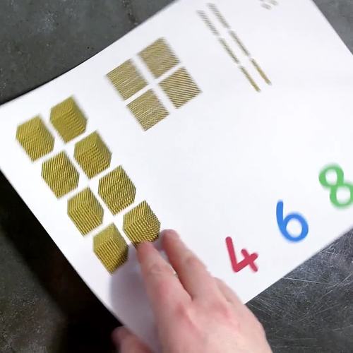 Montessori Math 4-Digit Golden Bead Multiplication with Large Cards
