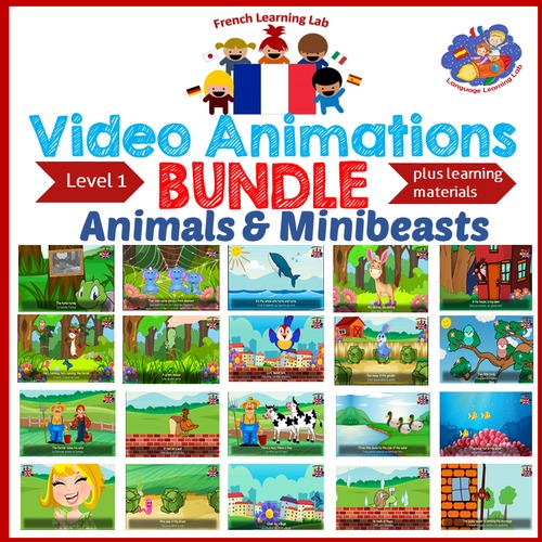 French Immersion - Bundle of Video Animations of 21 popular French songs