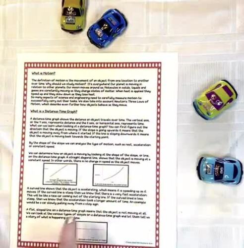 Distance Time and Speed Time Motion Graphs READING PASSAGE and 4 WORKSHEETS