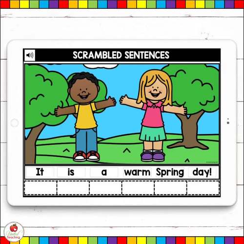 Digital Sentence Scrambles Spring Boom Cards (Distance Learning)