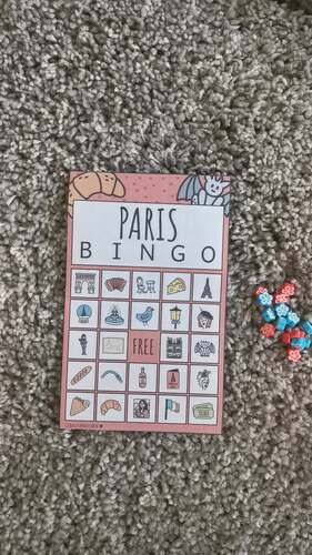 Paris Bingo Game For Kids, Kids Parisian Party Game, France City Trip ...