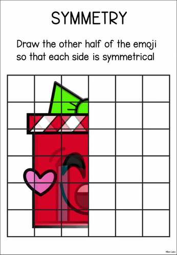 Symmetry Drawing Math & Art Worksheets of Christmas Emojis - Lines of ...