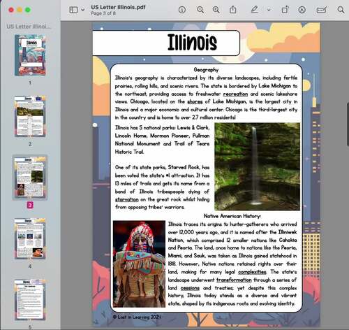 Illinois || US States || Information Text Close Reading Comprehension