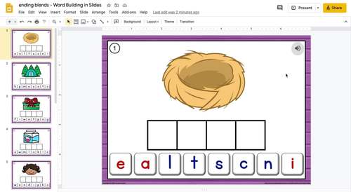 Digital Ending Blends - Phonics Word Building | Google Slides | TPT