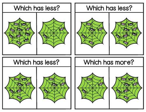 Halloween More or Less Task Cards by E is for Erica | TPT