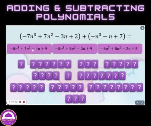 Adding and Subtracting Polynomials Code Breaker Activity Digital and ...