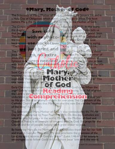 Mary Mother of God Reading Comprehension, Catholic Holy Day of ...