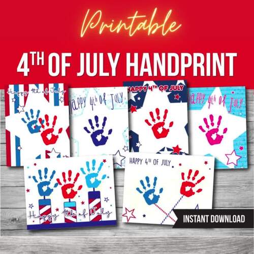 USA Handprint Art Bundle Printable PDF, Memorial Day 4th of July Craft ...