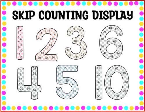 Boho Checkered Skip Counting Wall Display, Large Number Posters for Kids