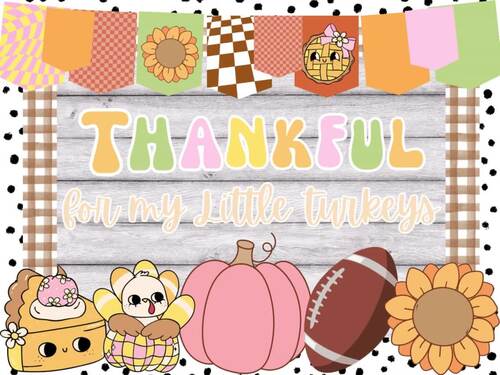 Groovy Thanksgiving Bulletin Board, Fall Classroom Decor Kit, Easy Prep ...