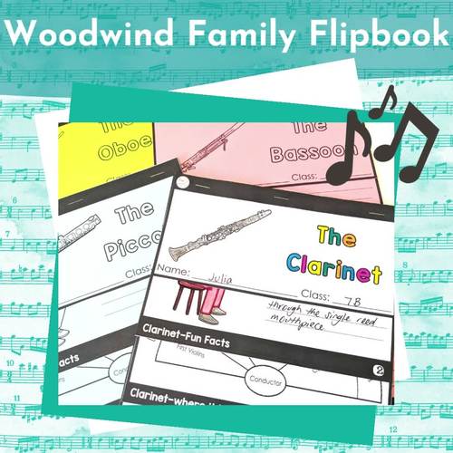 Woodwind Family Music Flipbook by Jooya Teaching Resources | TpT